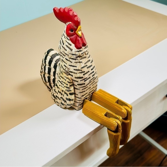 Hand Crafted | Accents | Hand Carved Wood Chicken Rooster Sitting ...